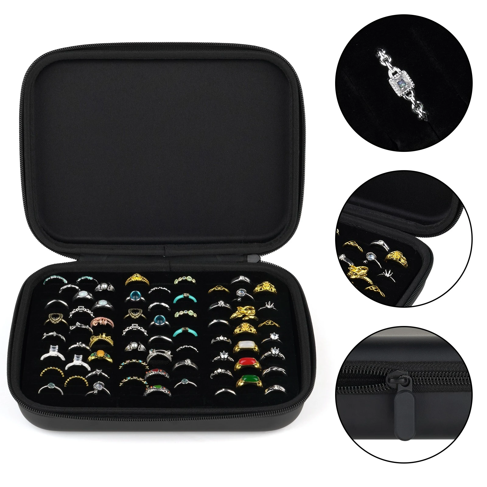 Ring Organizer Storage Case - Jewelry Ring Display Collector Box with ...