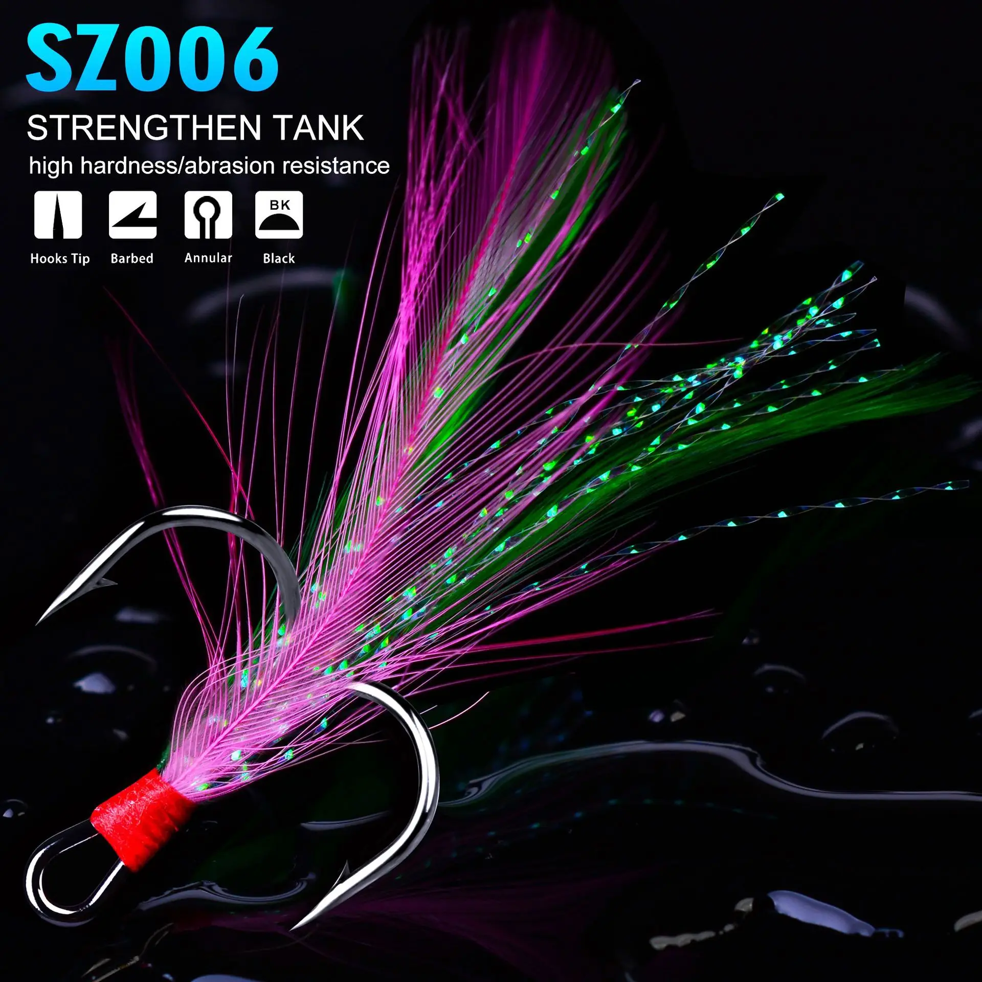 10pcs-Lot-Slow-Jigging-Fishing-Cast-Jigs-Assist-Hook-Barbed-Single-Jig-Hooks-Thread-Feather ...