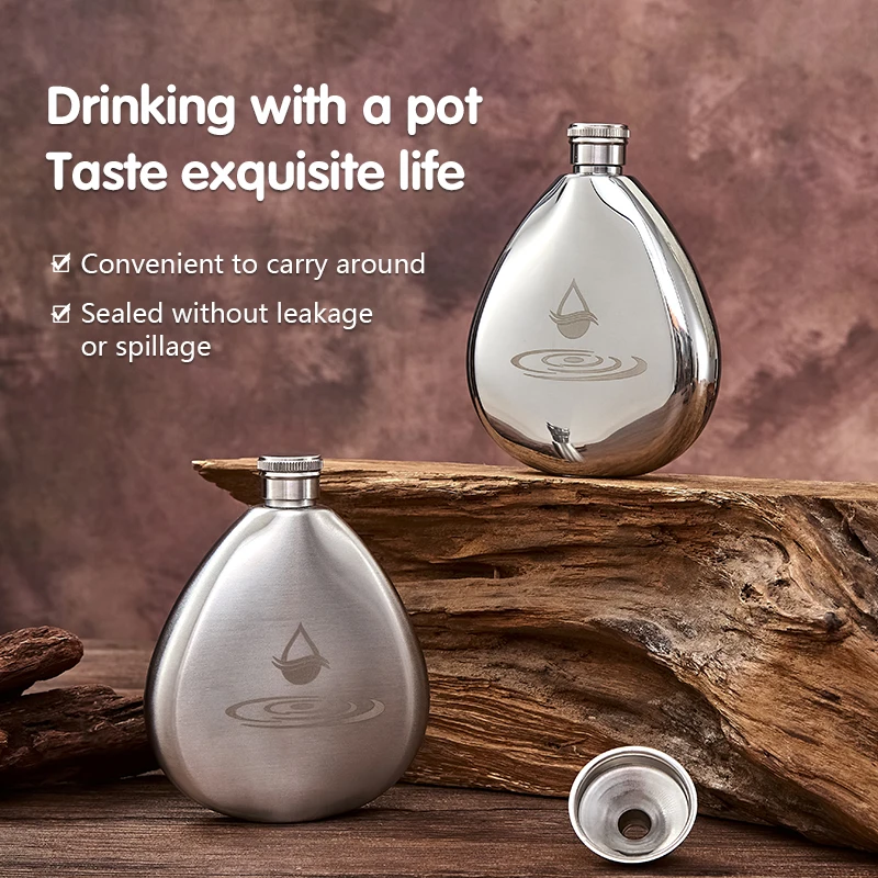 5-5oz-Water-droplet-shape-Hip-Flask-Stainless-Steel-Hip-Flasks-for-Men ...