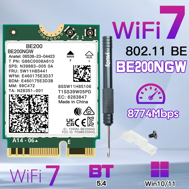 fenvi WiFi 7 For BE200 WiFi Card Bluetooth 5.4 BE200NGW 2.4/ 5/ 6 GHz 5 ...