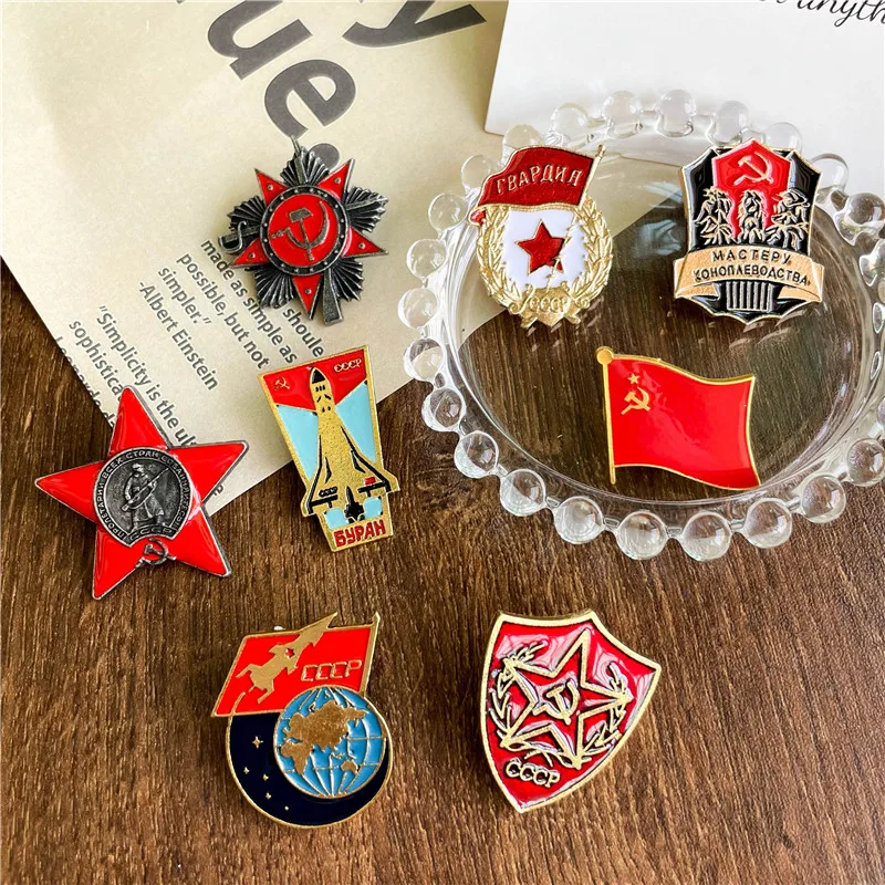 Retro-Stars-Soviet-Enamel-Brooch-Russia-Flag-Cccp-Ussr-Lapel-Badges-For ...