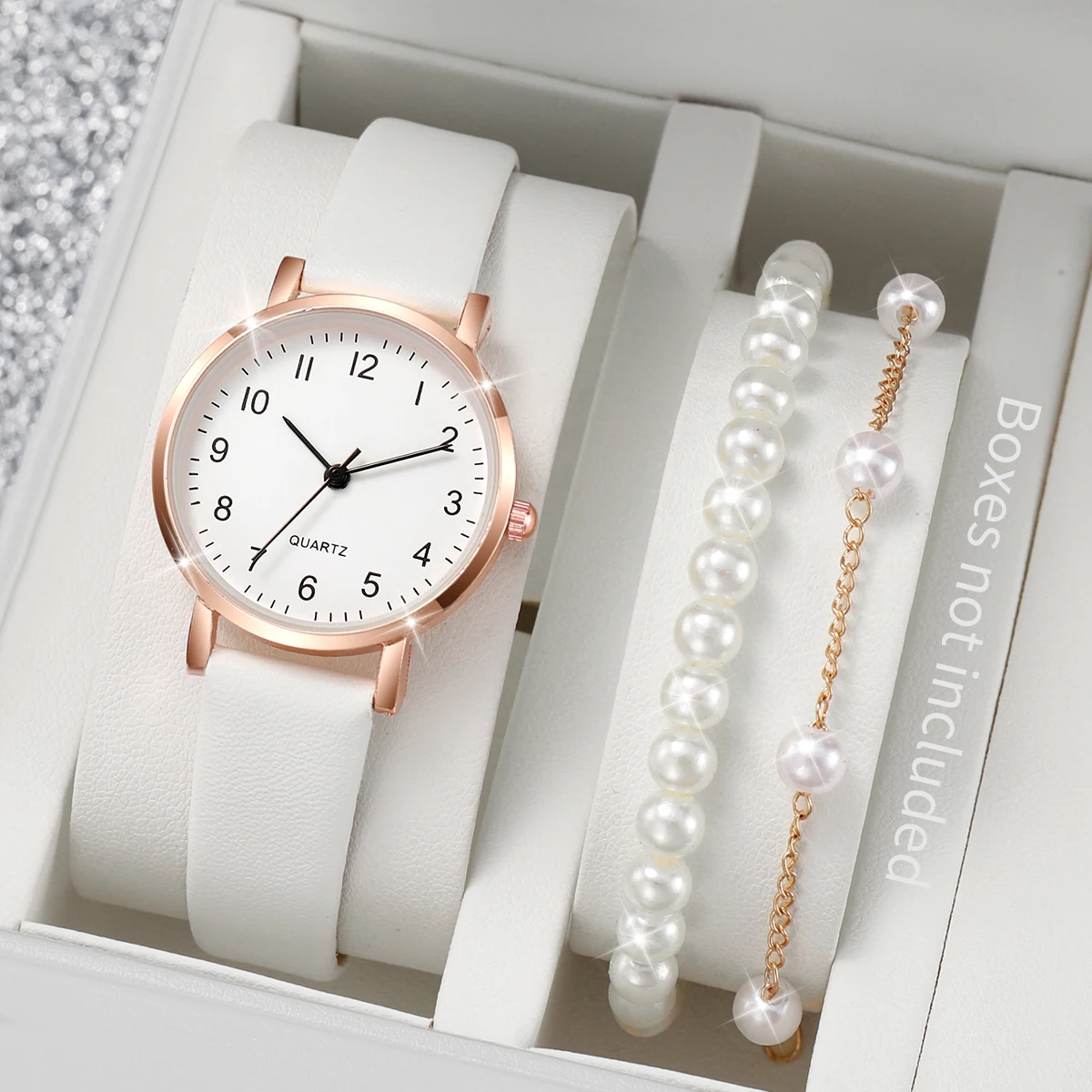 3pcs-set-Fashion-Women-Leather-Strap-Quartz-Watch-and-Pearl-Bracelet ...