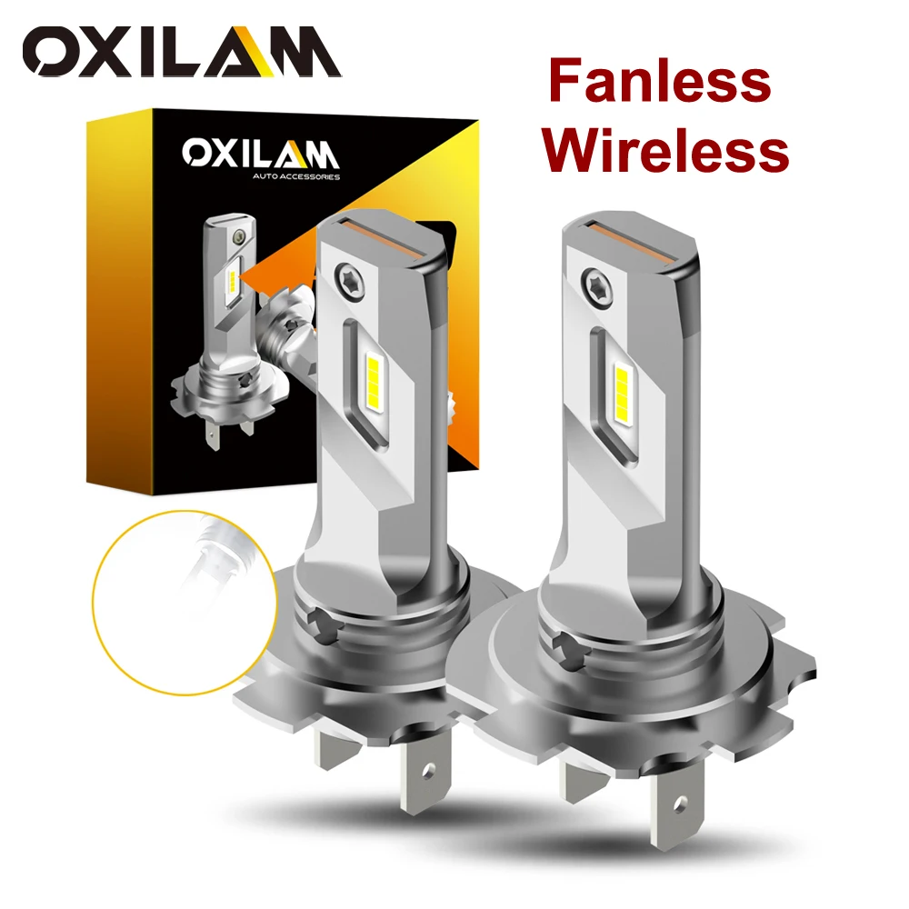 2Pcs Fanless LED Headlight H7 LED Bulb Light Wireless White For Kia ...