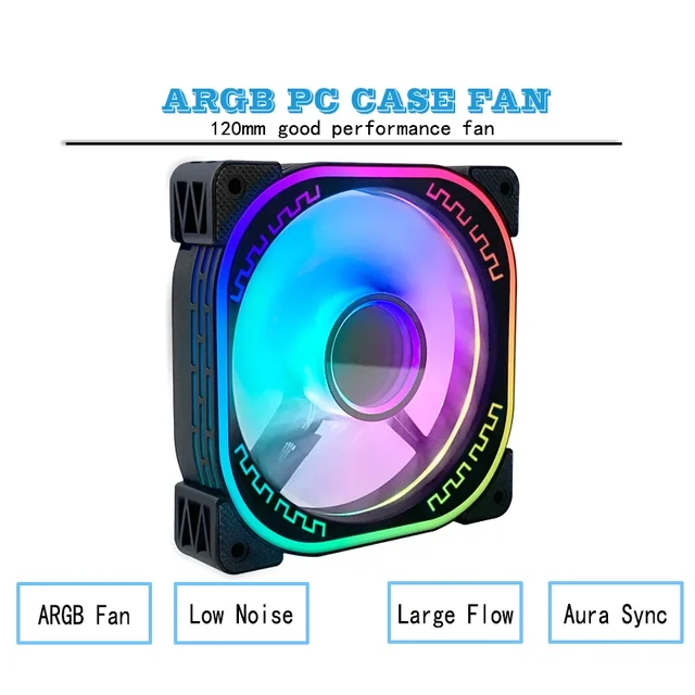 PC Fan 120mm Argb Silent Black Housing Fans 4pin/5v3pin PWM - GamingStation