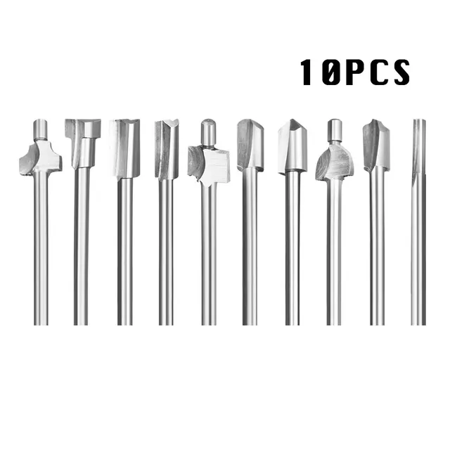 10pcs HSS Router Bits Wood Cutter Milling Fits Dremel Rotary Tool Set 1 ...