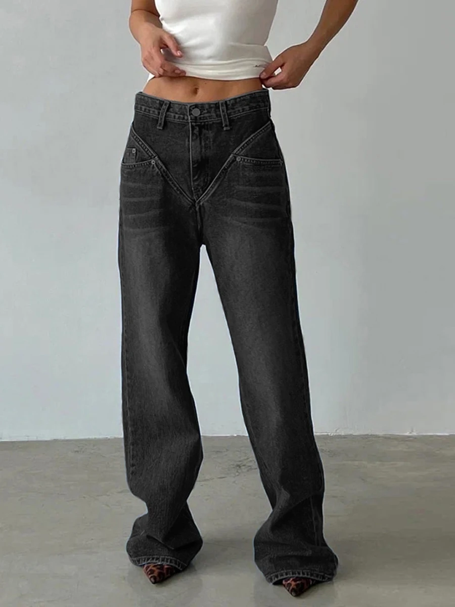 Harajuku-Women-s-Wide-Leg-Vintage-Pants-Blue-Jeans-Casual-Solid-Color ...