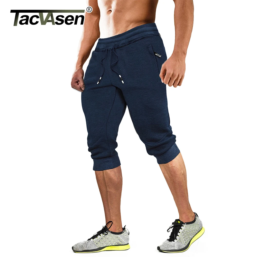 Tacvasen 3/4 Cotton Capri Pants Men's Joggers Gym Workout Running ...