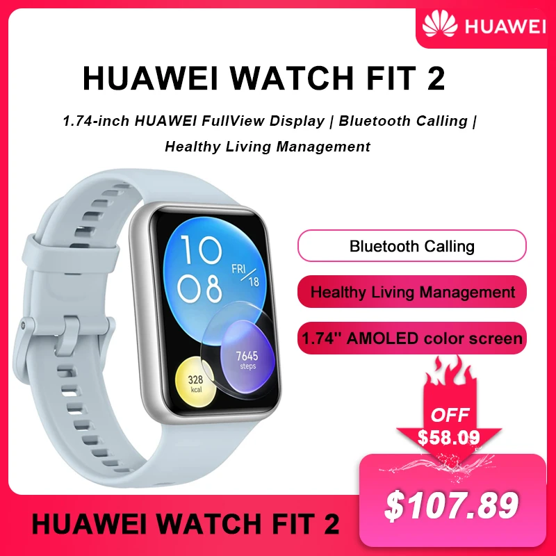 New Smartwatch Huawei Watch Fit 2 1.74 Inch Fullview Amoled Display ...