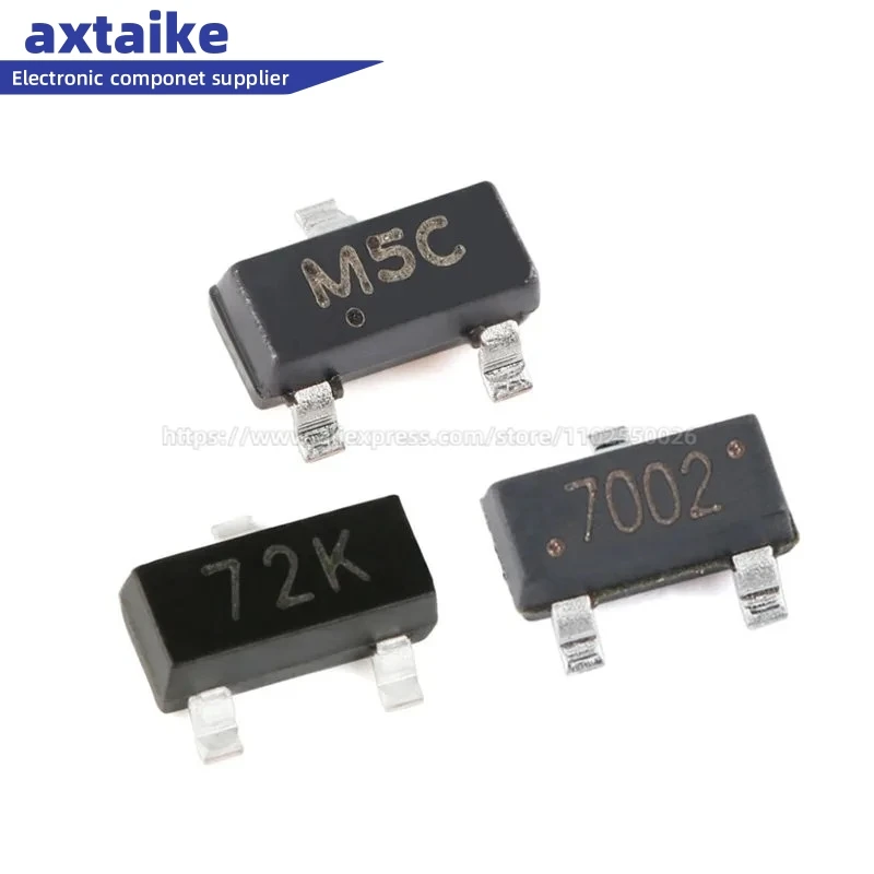 Transistor MOSFET de Canal N SMD, 50 unidades, MMBD7000, M5C, 2N7002 ...