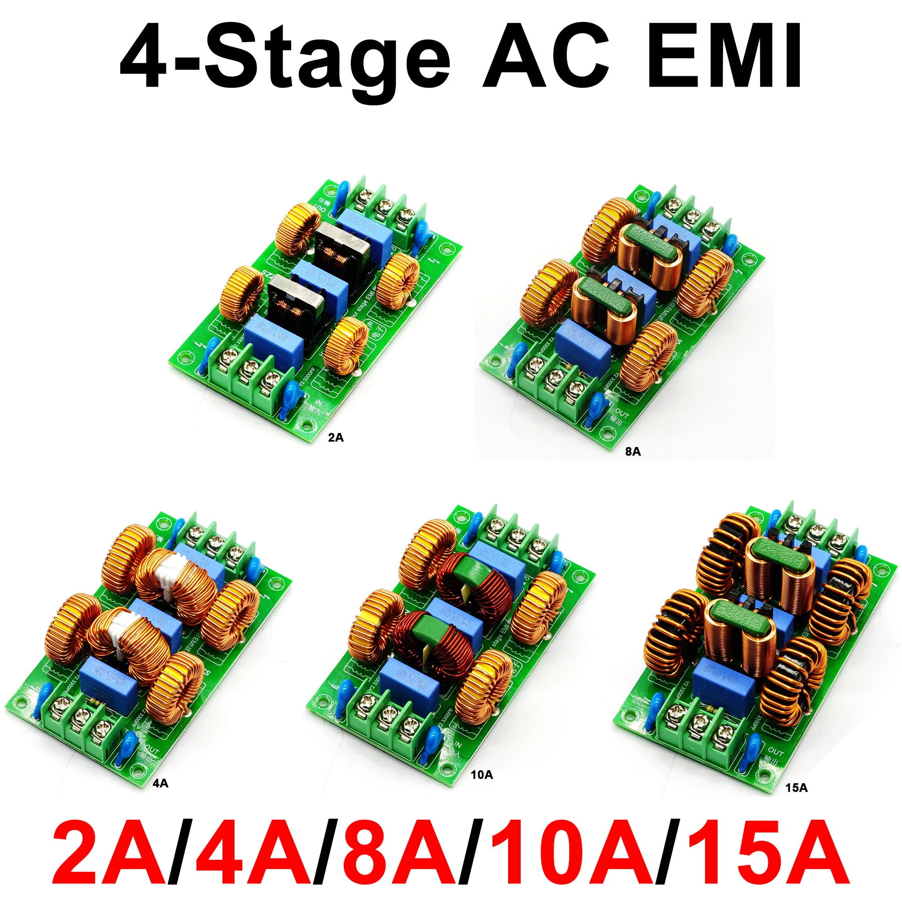 4-Stage 110V 220V AC Power EMC EMI Filter 2A -15A Common/Differential ...