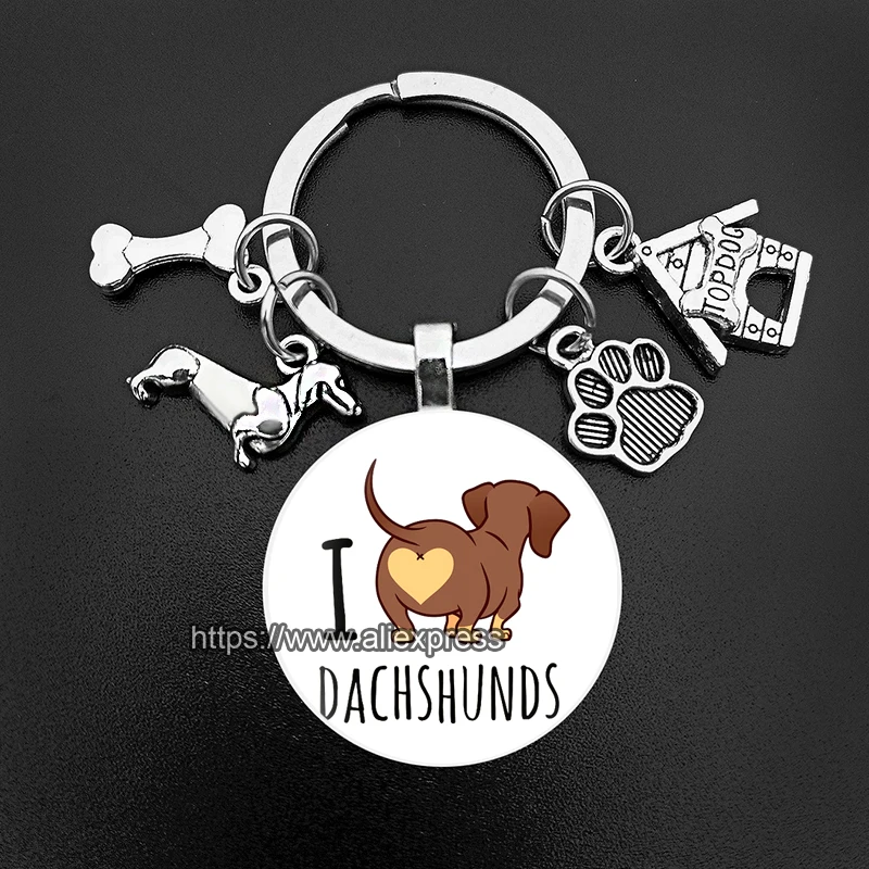 I-Love-Dachshunds-Keychain-Cute-Animal-Cartoon-Dog-Keychain-I-Love-My ...