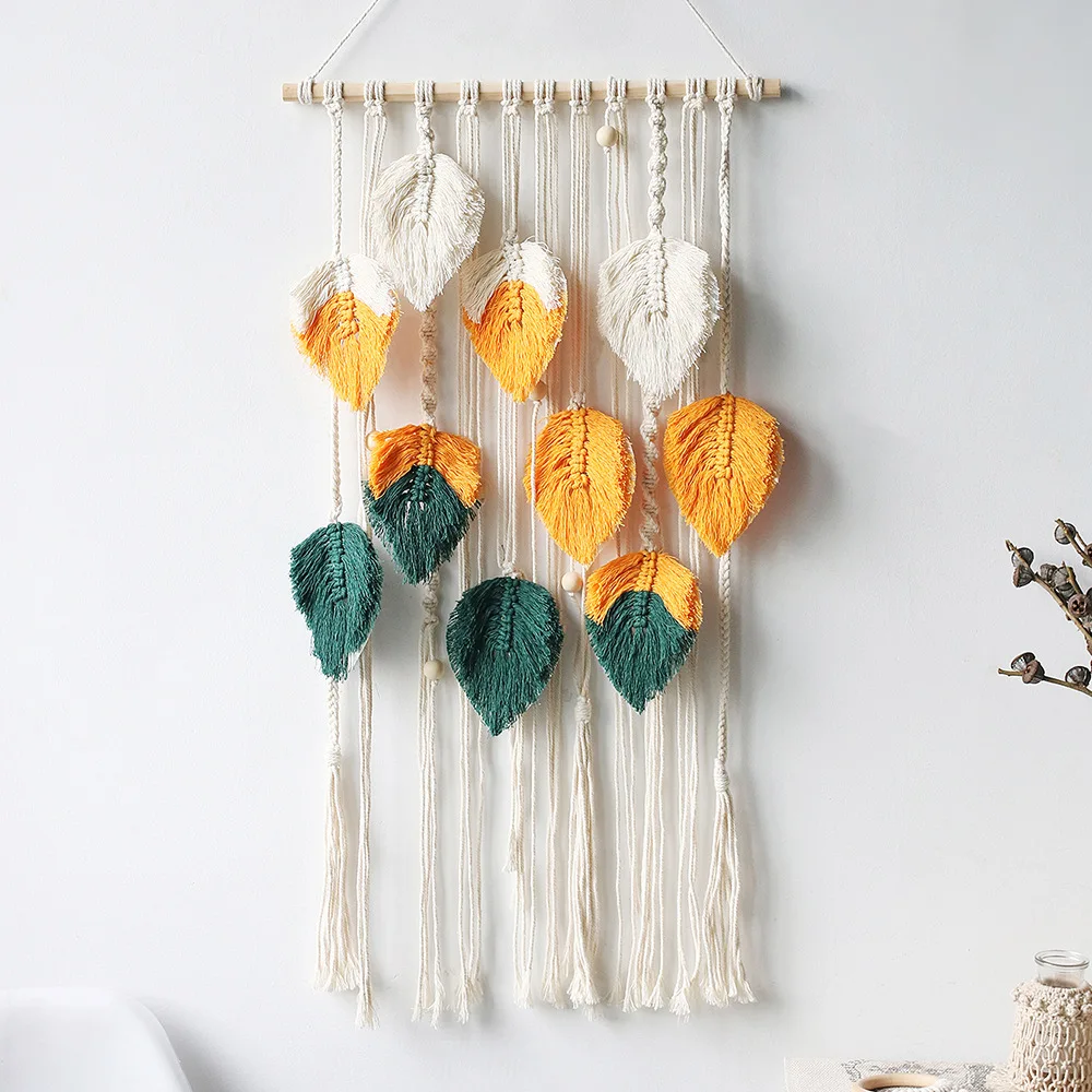 ins-style-nordic-hand-woven-feather-leaf-tapestry-moroccan-style ...