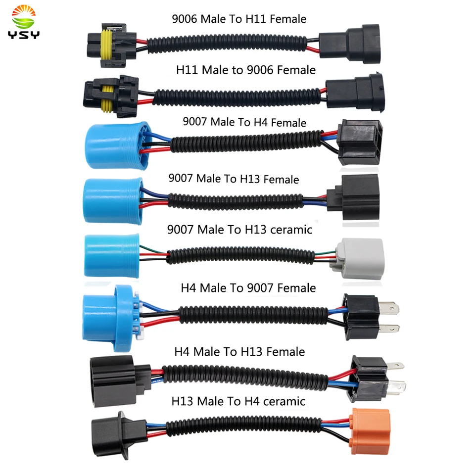 Automotive Wiring 9007 To H4 Headlight Harness Adapter - High Temp ...