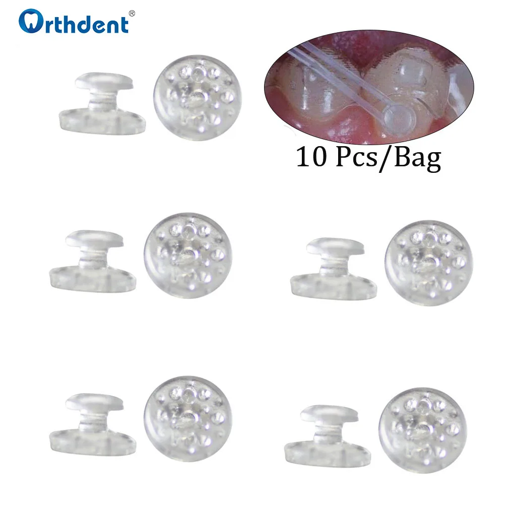 10 Pcs Dental Orthodontic Lingual Buttons Clear Bondable Round Base ...