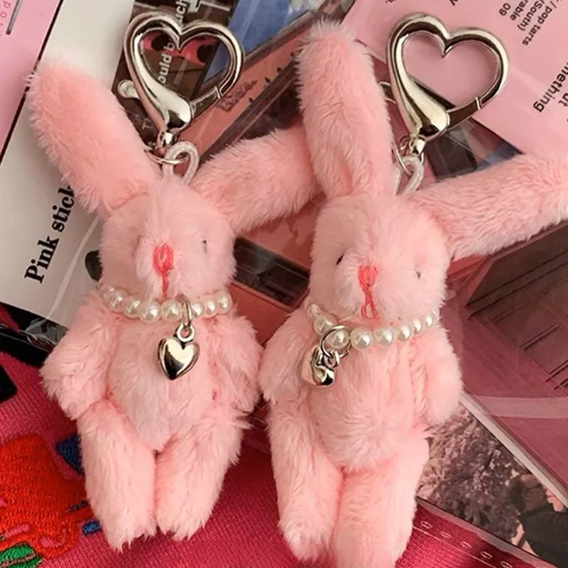 Cute-Fluffy-Pink-Rabbit-Heart-Pendant-Trinket-Key-Chain-Lovely-Cartoon ...