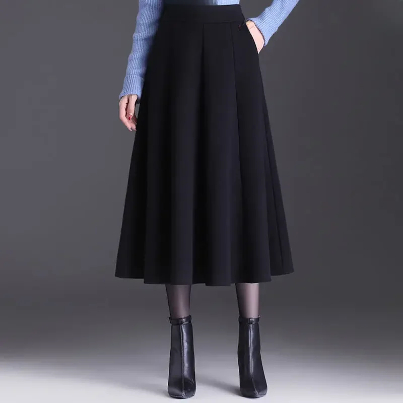 Versatile-High-waisted-Woolen-Skirt-For-Women-Autumn-winter-Medium ...