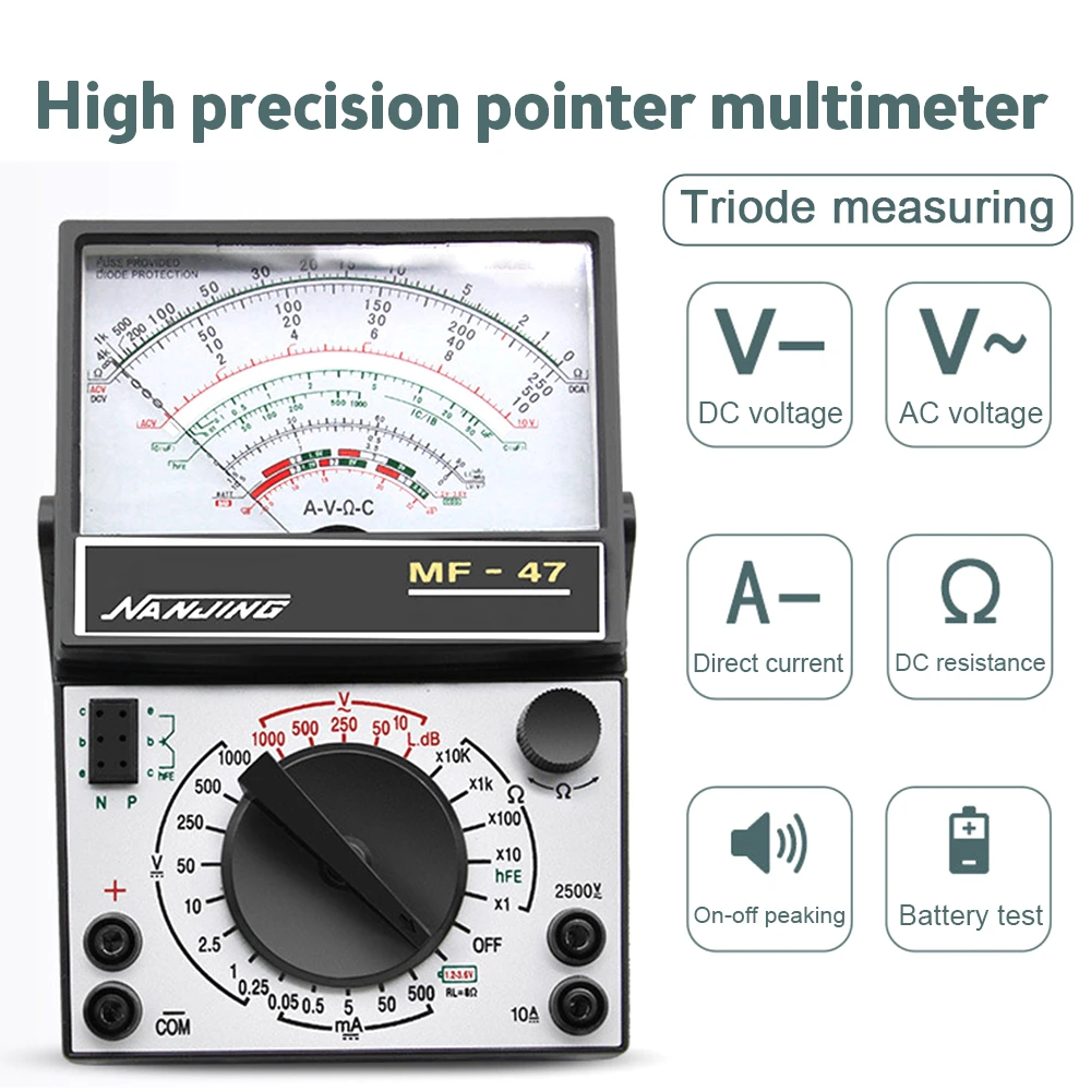 Mf-47 Analog Multimeter Dc/ac Voltage Current 10a Tester Resistance ...