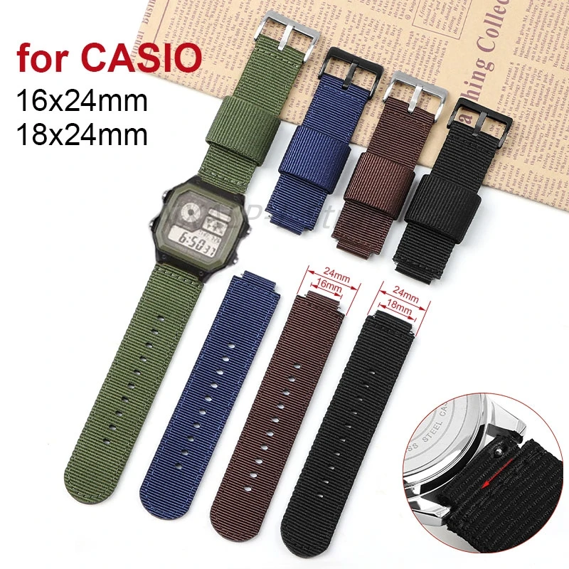 for-CASIO-Watch-Band-16mm-18mm-Nylon-Strap-for-Casio-F108-A158-168 ...