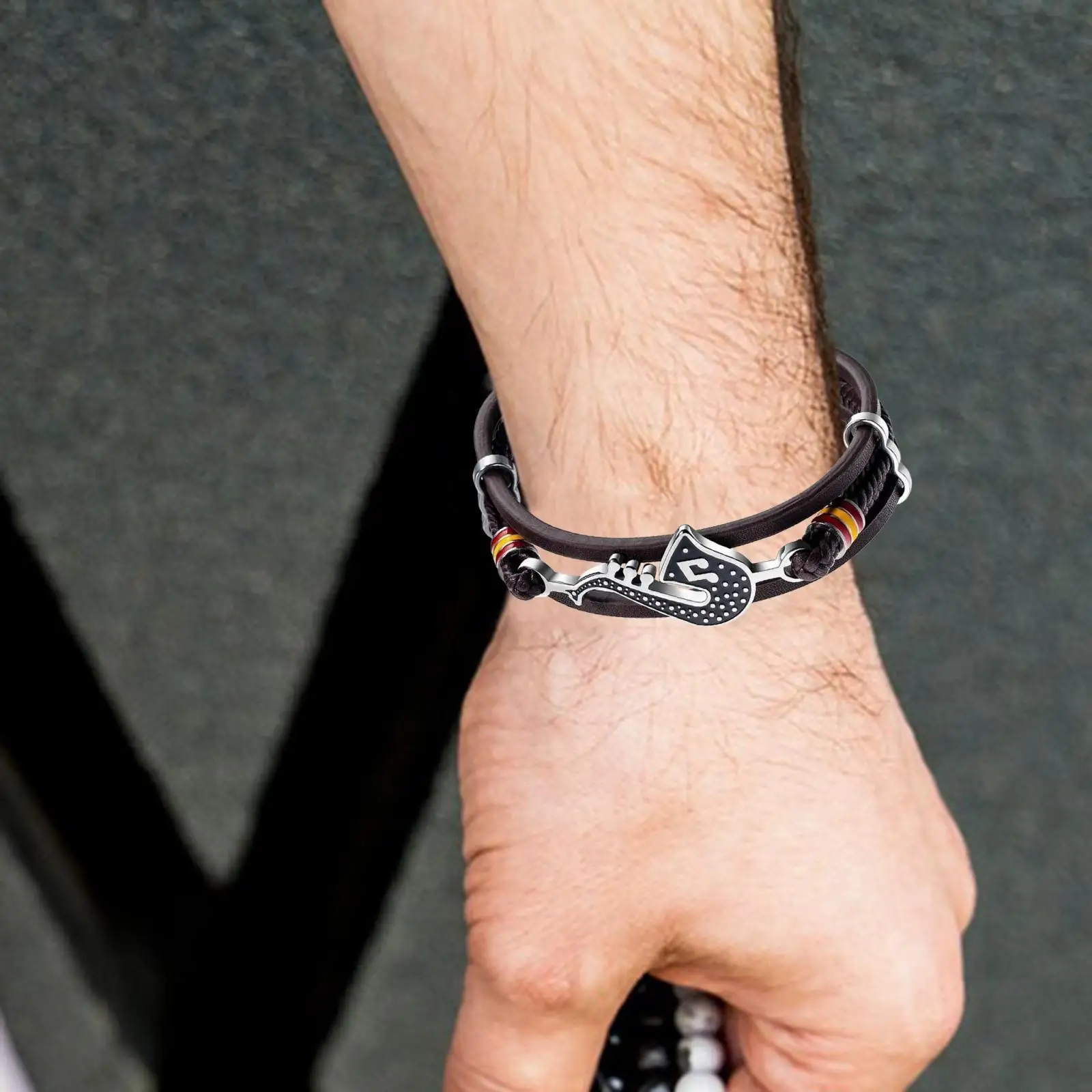 Guitar-Braided-PU-Leather-Bracelet-Brown-Tribal-Gothic-Rock-Punk-Cuff ...