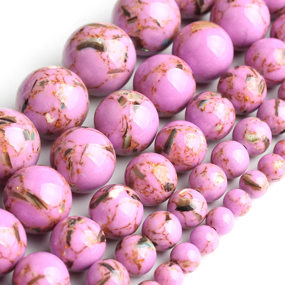 6mm-Wholesale-Natural-Stone-Round-Purple-Shell-Howlite-Spacer-Loose ...