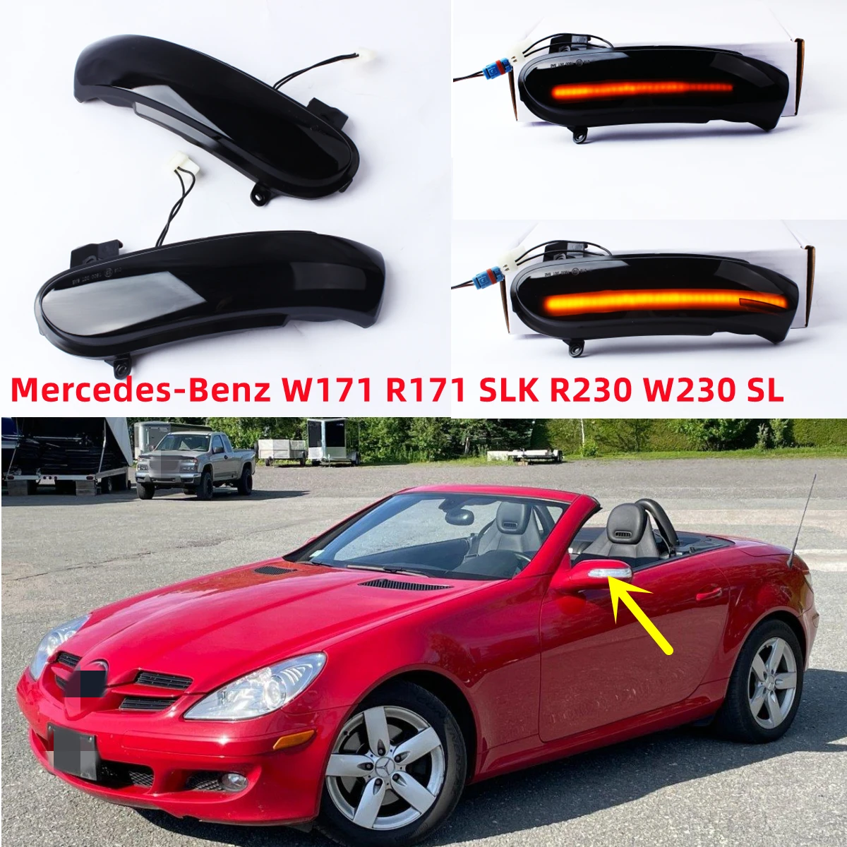 For Mercedes-Benz W171 R171 SLK R230 W230 SL Dynamic LED View Mirror ...