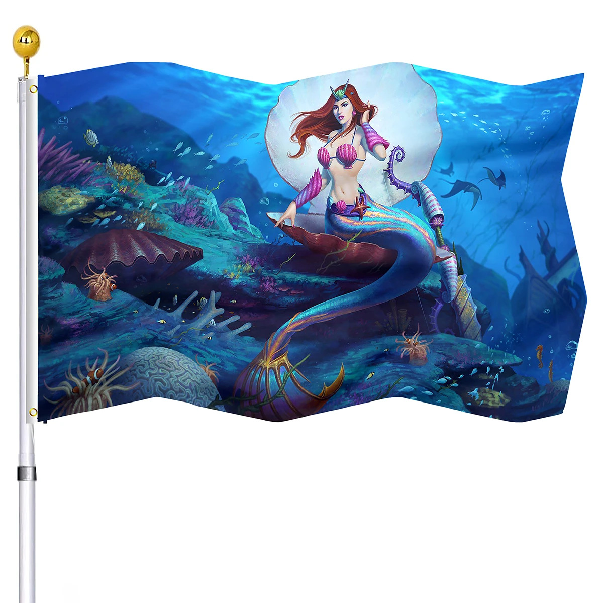 Mermaid Summer Garden Flag for Outdoor House Porch Welcome Holiday Home ...