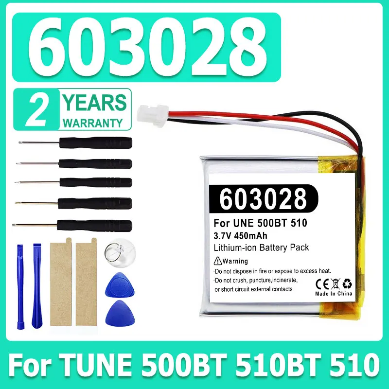 Bateria de substituição 603028 nova bateria para TUNE 500BT 510BT 510 ...