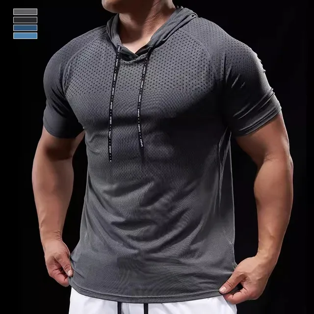 Compression Slim Fit Hooded Bodybuilding T Shirt - Men's Fitness ...