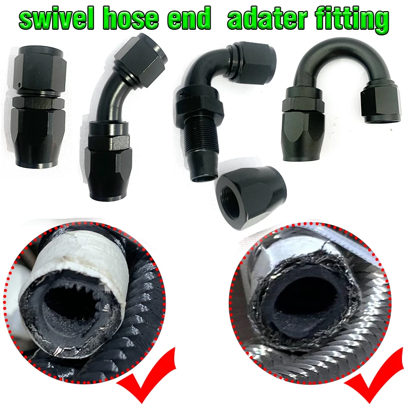 Fuel/Swivel Hose adapter fittings Aluminium AN4/6/8/10/12 Hose End ...