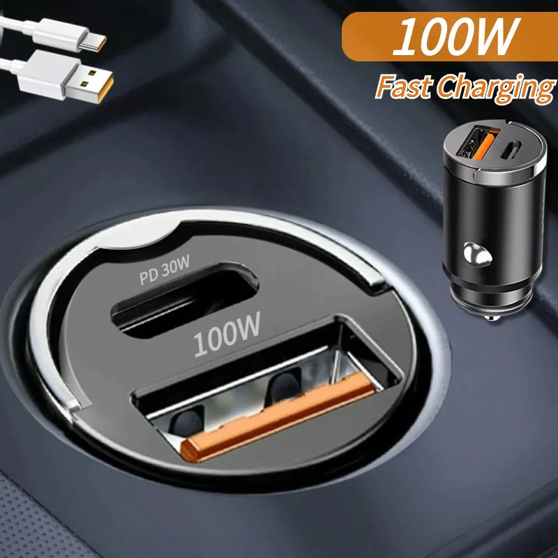 100W-Mini-Car-Charger-QC3-0-PD-with-Charging-cable-Lighter-Fast ...