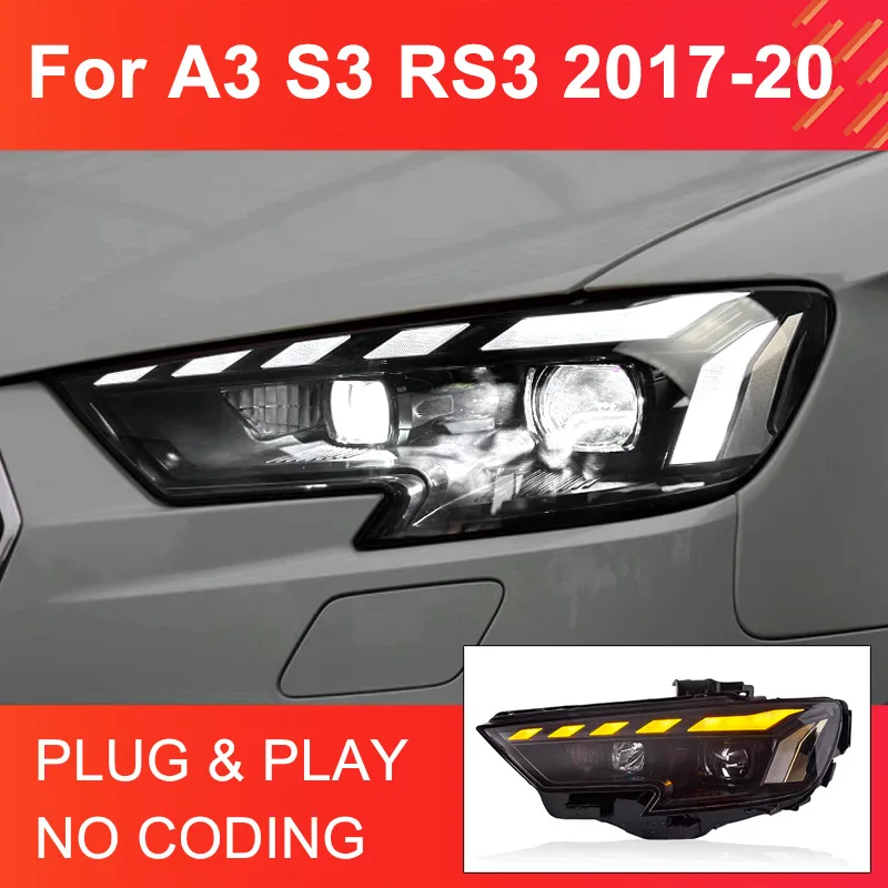1-Pair-LED-Headlight-Assembly-for-Audi-A3-S3-8V-2017-2020-Sedan ...