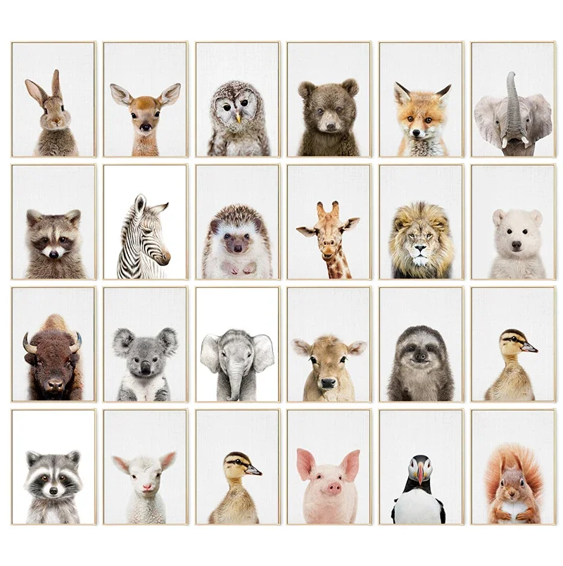 Scandinavian-Minimalist-Wall-Art-Cute-Animals-Squirrels-Elephants ...