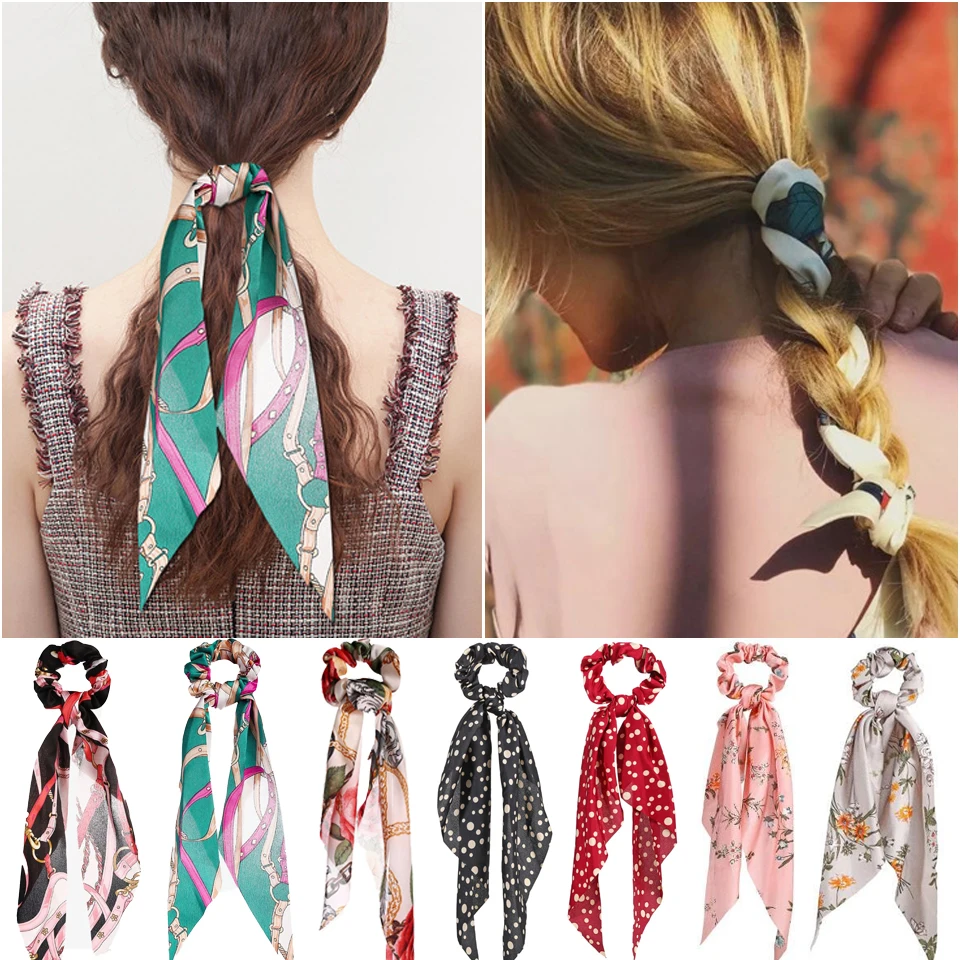Vintage-Print-Chain-Silk-Long-Ribbon-for-Women-Girls-Summer-Ponytail ...