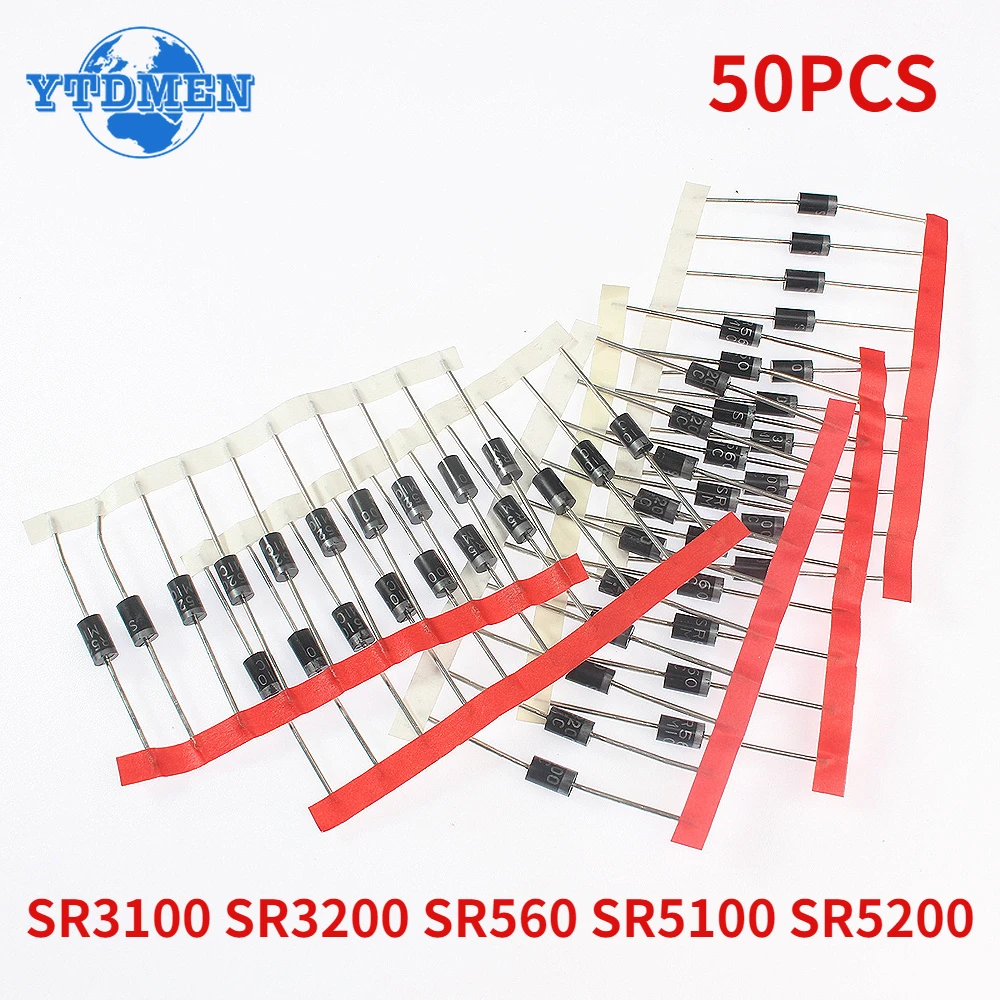 50PCS-Schottky-Diode-Kit-SR3100-SR3200-SR560-SR5100-SR5200-3A-5A-60V ...