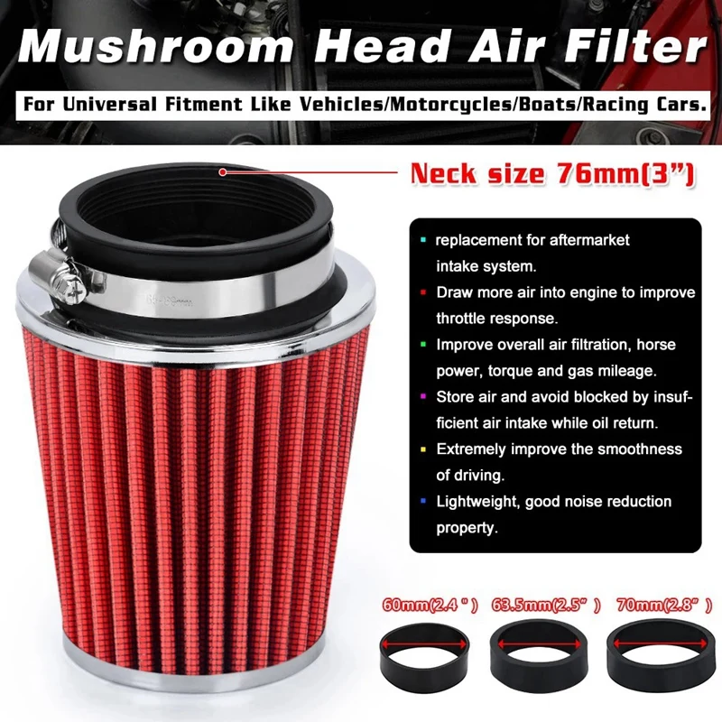 Universal-Car-Air-Filter-Mushroom-Head-Intake-Air-Filter-Mushroom-Head ...