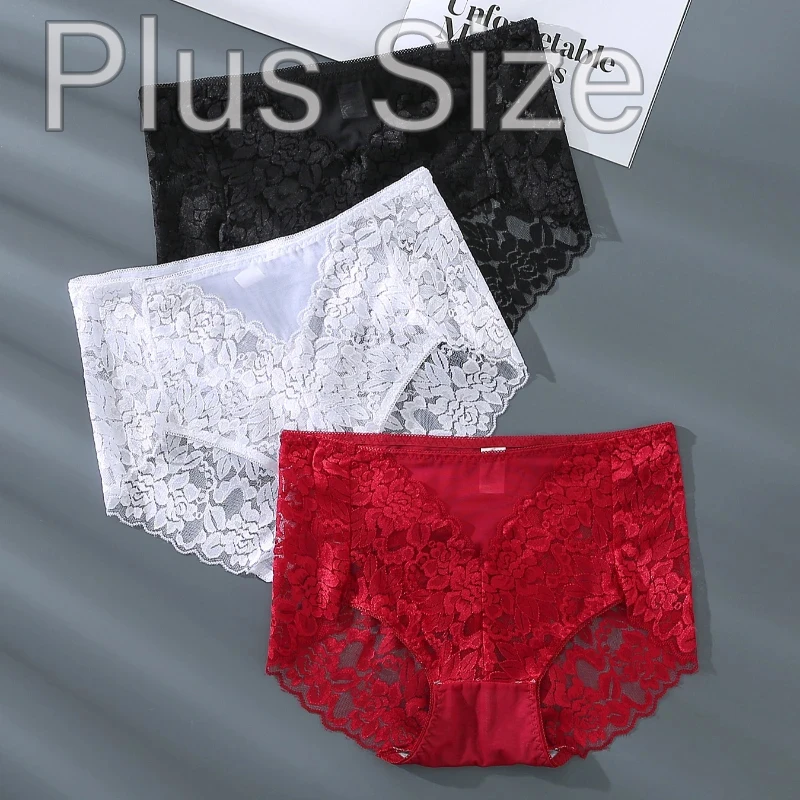 5pcs/set solid color plus size women's lace underwear sexy, comfortable ...