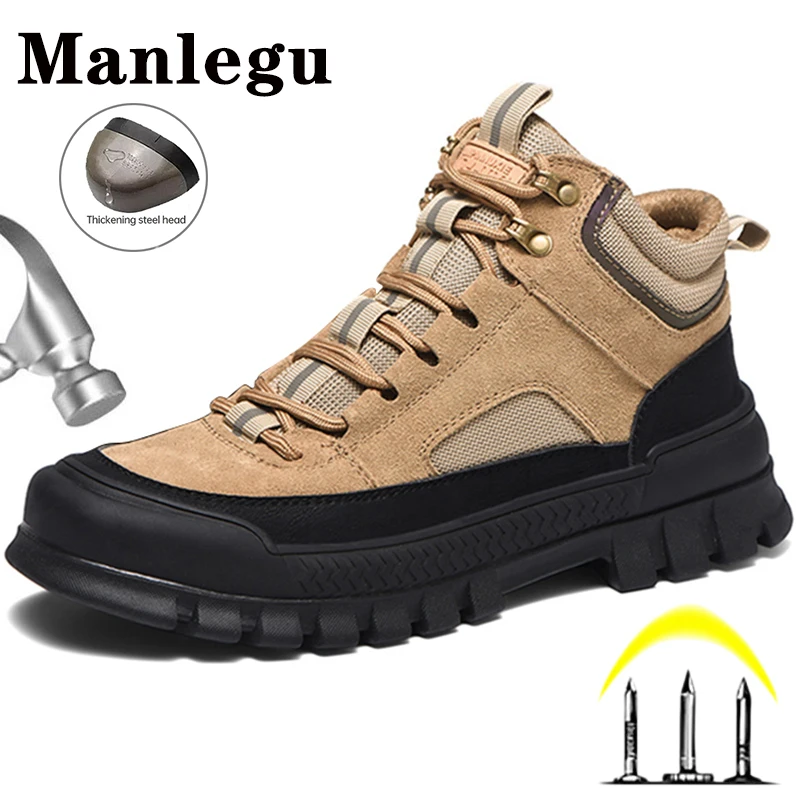 Steel Toe Work Boots Men Safety Shoes Anti Smash Anti Slip Work Shoes ...