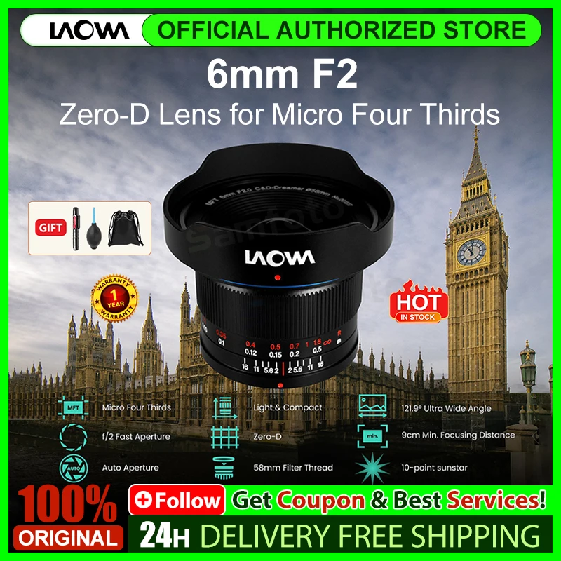 Venus Optics Laowa 6mm f/2 Zero-D Lens Manual Focus Wide Angle Auto ...