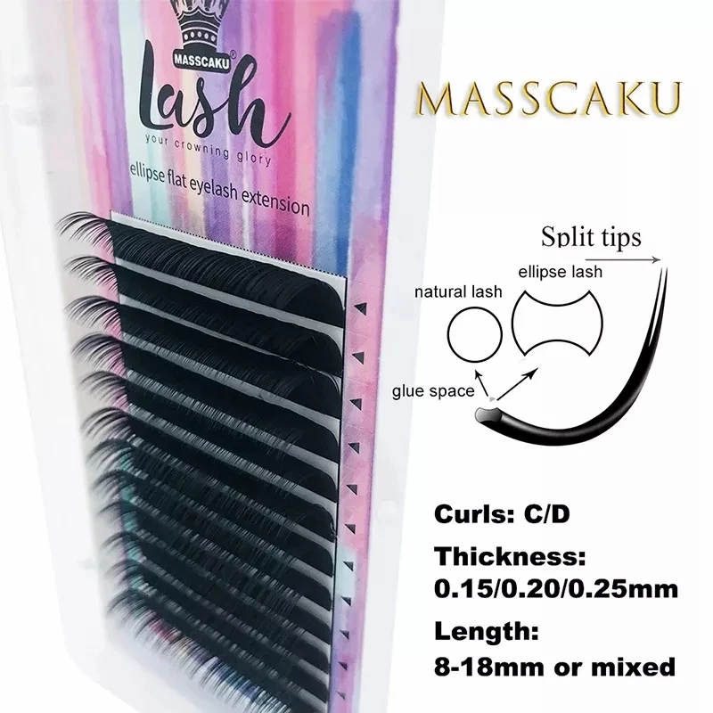 Free Shipping New All Styles Flat Ellipse Eyelashes Extensions Split ...