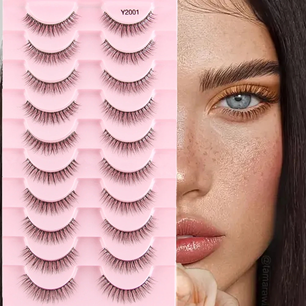False Eyelashes 3/10 Pairs Fluffy Full Fake Eyelashes Natural Long 3D ...