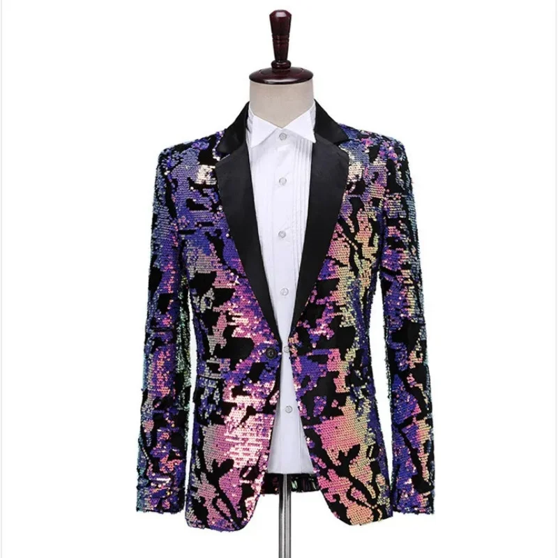 Men Flipping sequins Pink Suit Jackets Glittering paillette Blazers ...