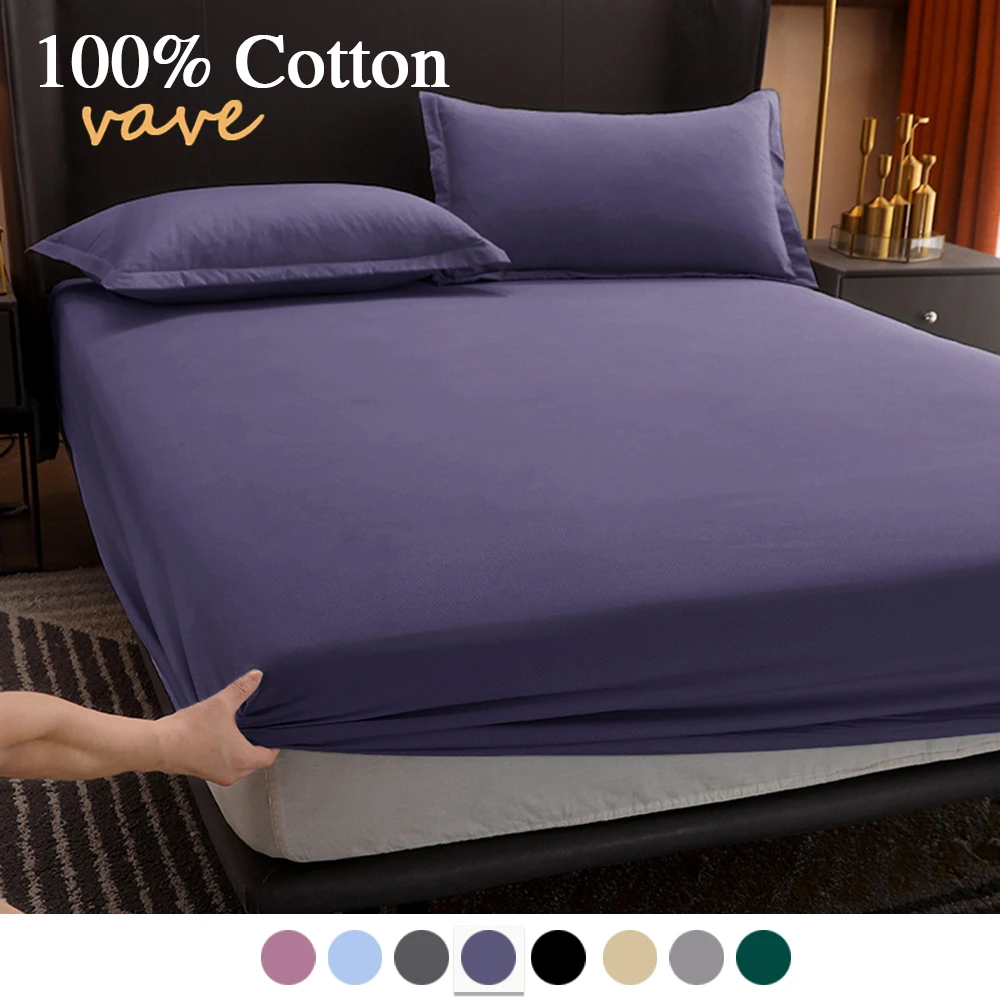 100% Cotton Fitted Sheet with Elastic Bands Non Slip Adjustable ...