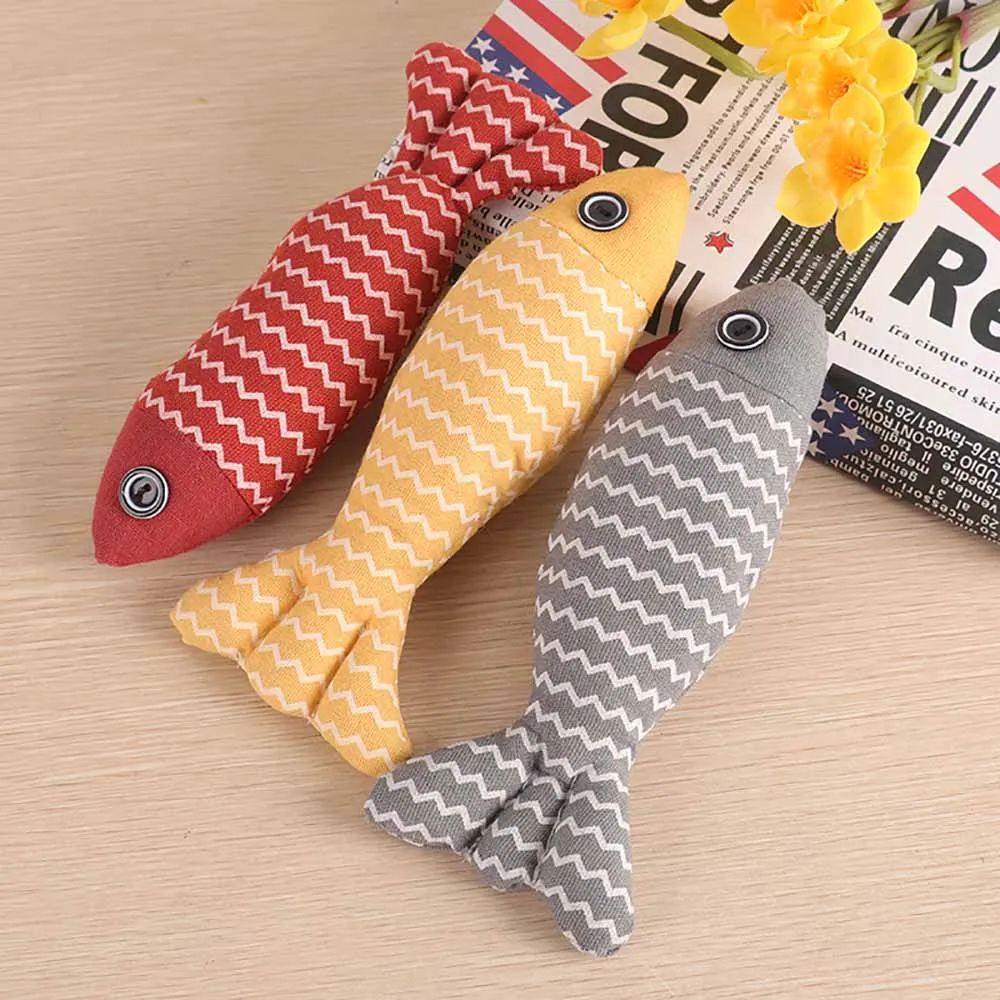 Sackcloth Fish Toy Pillow With Catnip Simulation Zipperless Cotton For ...