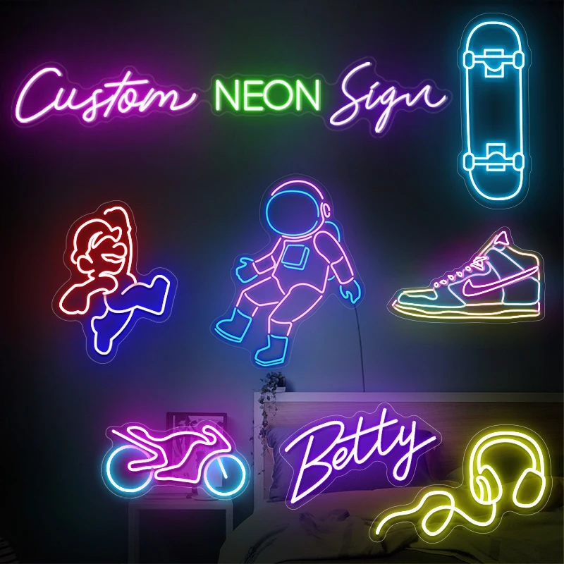 Custom-Neon-Sign-Light-Led-Letters-DIY-Names-Logo-Brand-GameRoom-Home ...