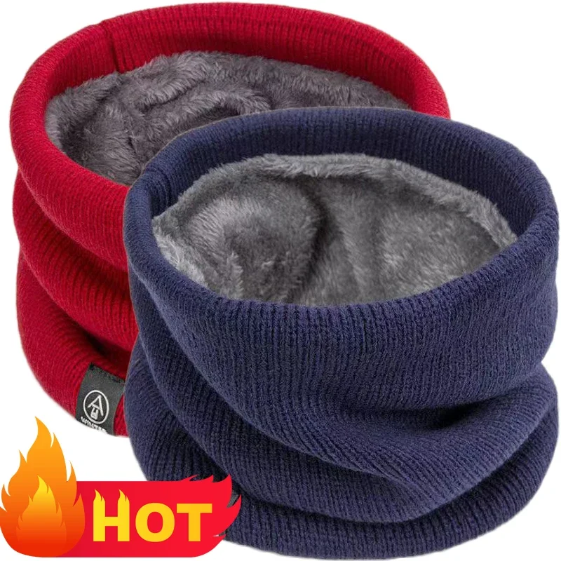 Winter-Plush-Muffler-Woolen-Knitting-Neck-Cover-Fashion-Solid-Color-Men ...