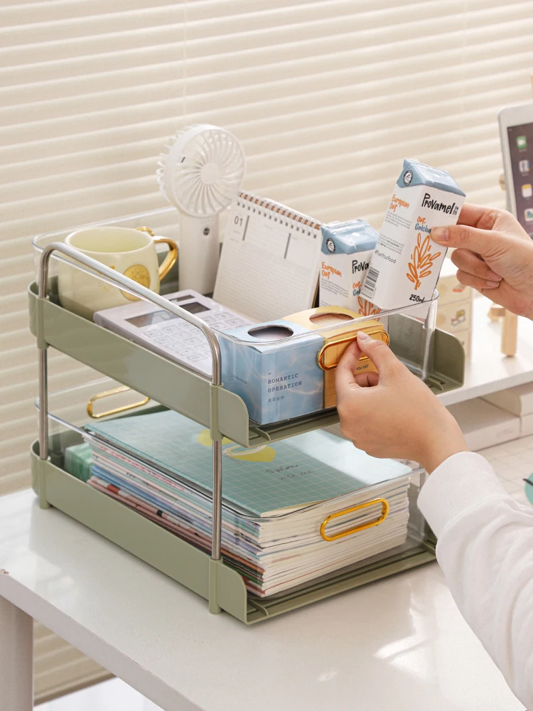 2-Layers-Magazine-Holder-Newspaper-Rack-Stationery-Drawer-Type-Storage ...