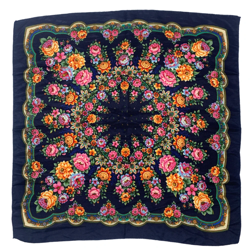 70-70cm-Russian-Floral-Print-Scarf-Women-Square-Bandana-Headband ...