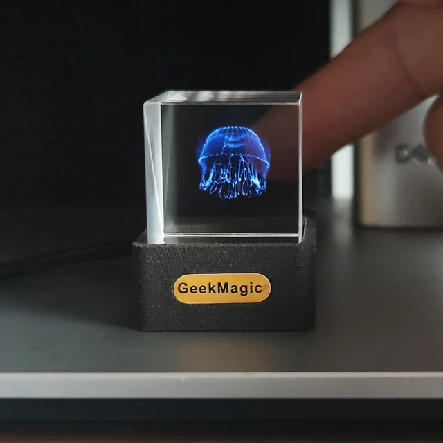 Geekmagic Tv Crystal Cube Holographic Desktop Clock Display
