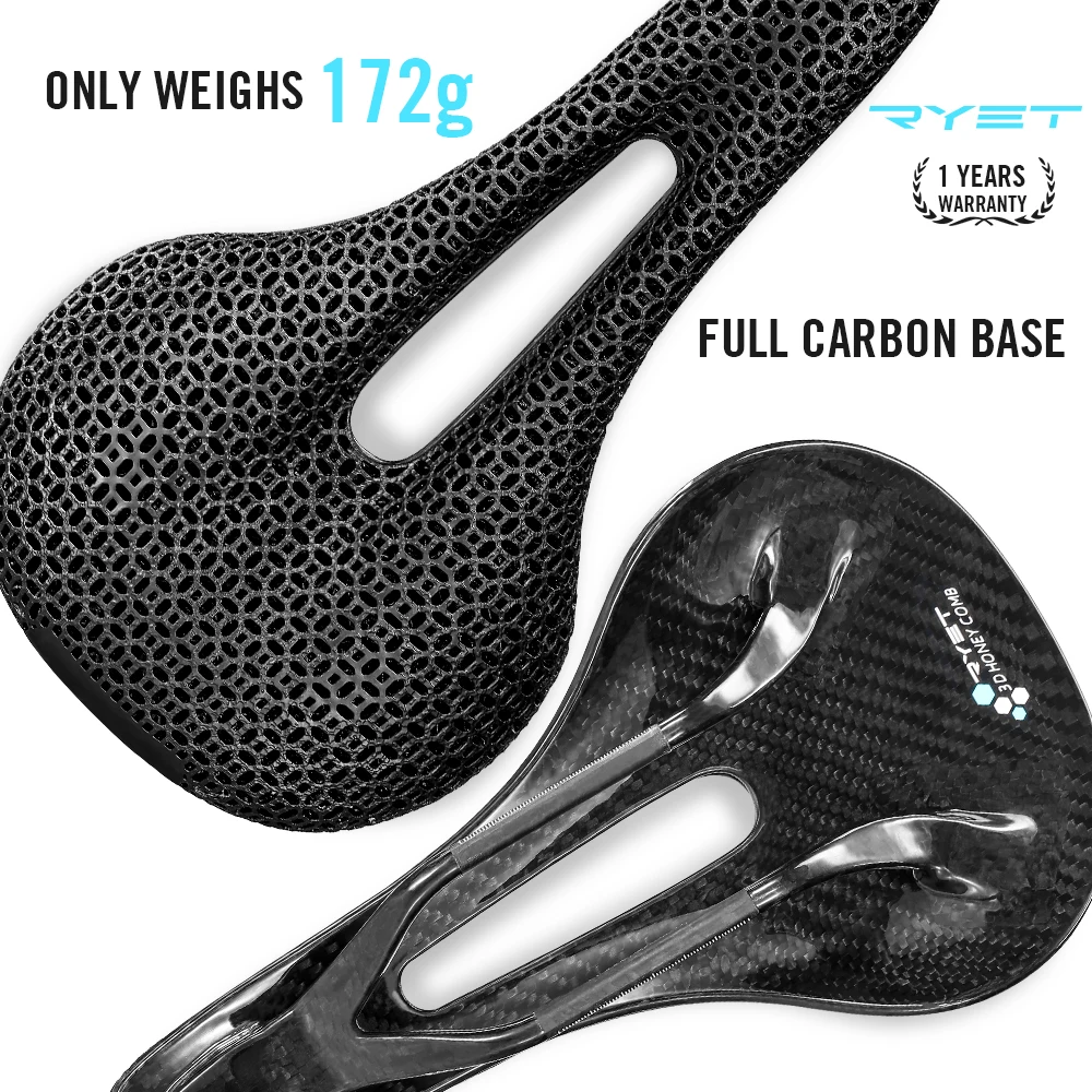 RYET Carbon 3D Printed Saddle Ultralight Bicycle Seat Saddle Cushion ...