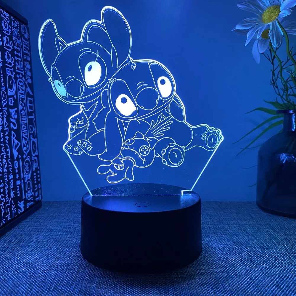 New-3D-Night-Light-Stitch-Series-USB-Black-Touch-16-Color-Changes-with ...